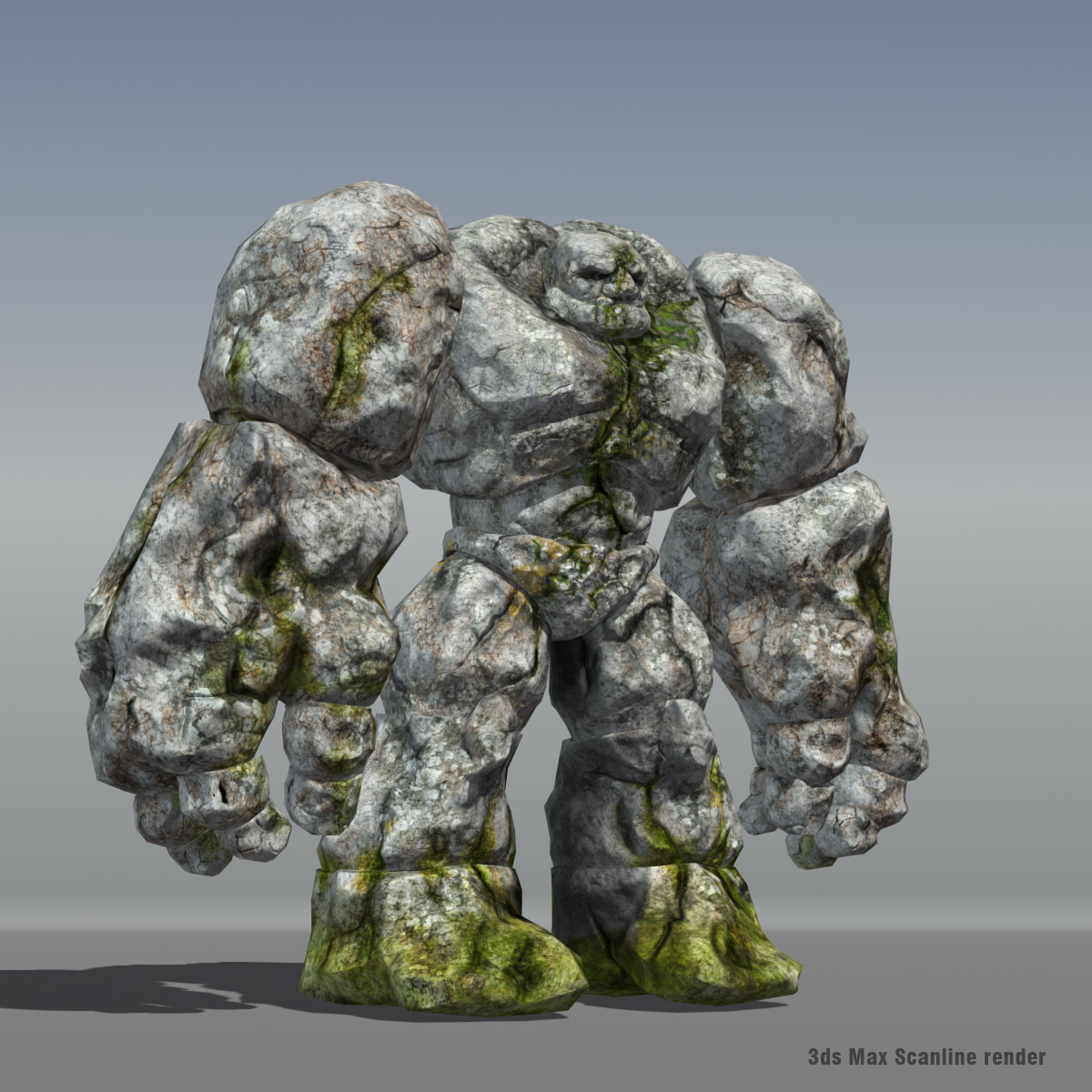 3d golem character rocks model