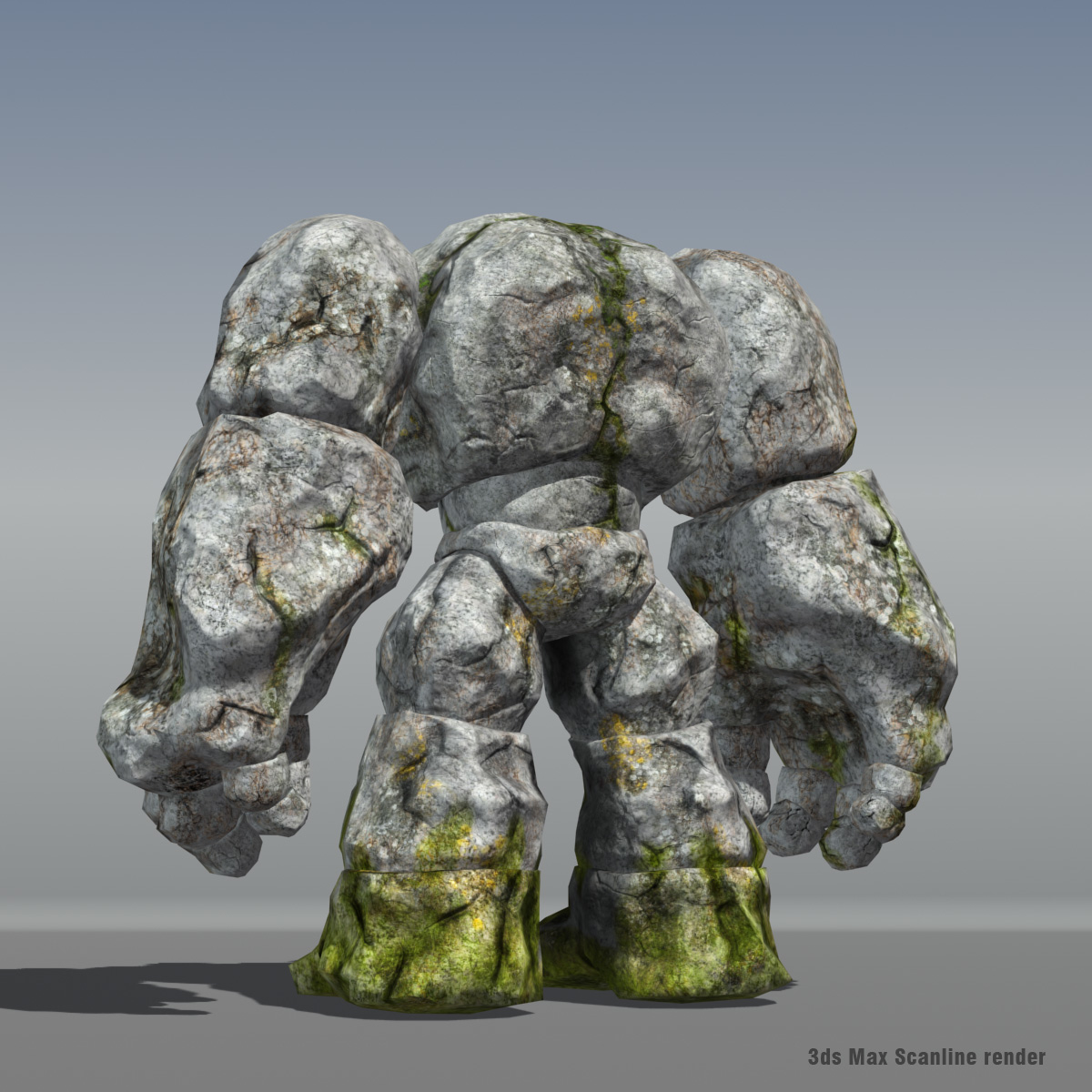 3d golem character rocks model