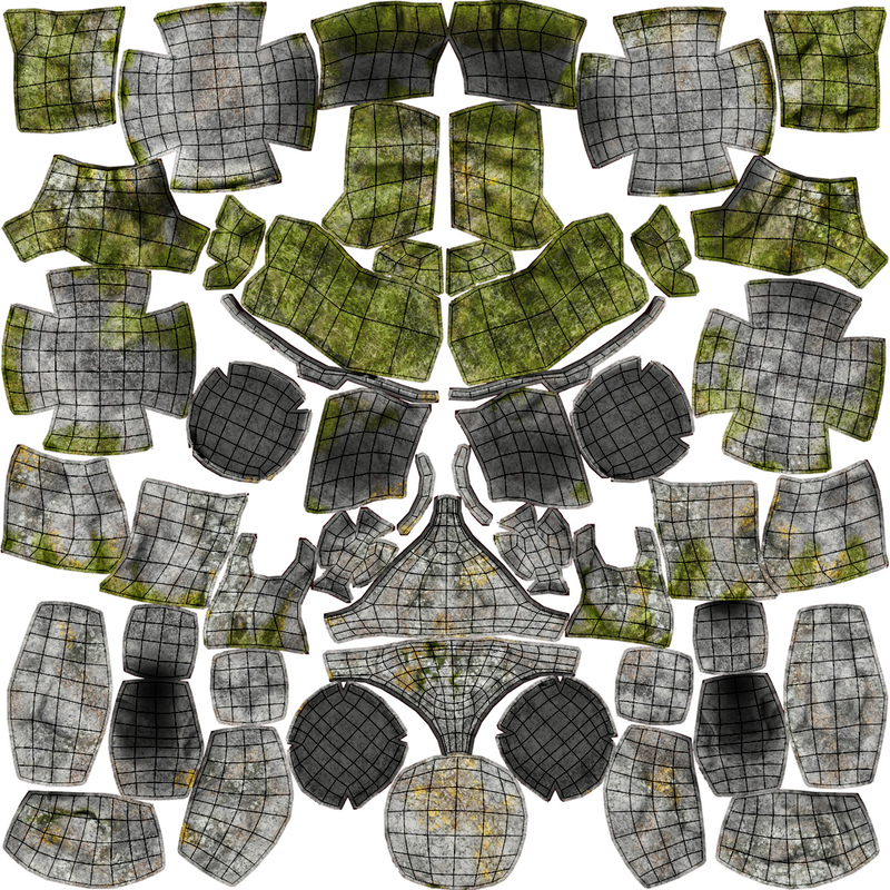 3d golem character rocks model