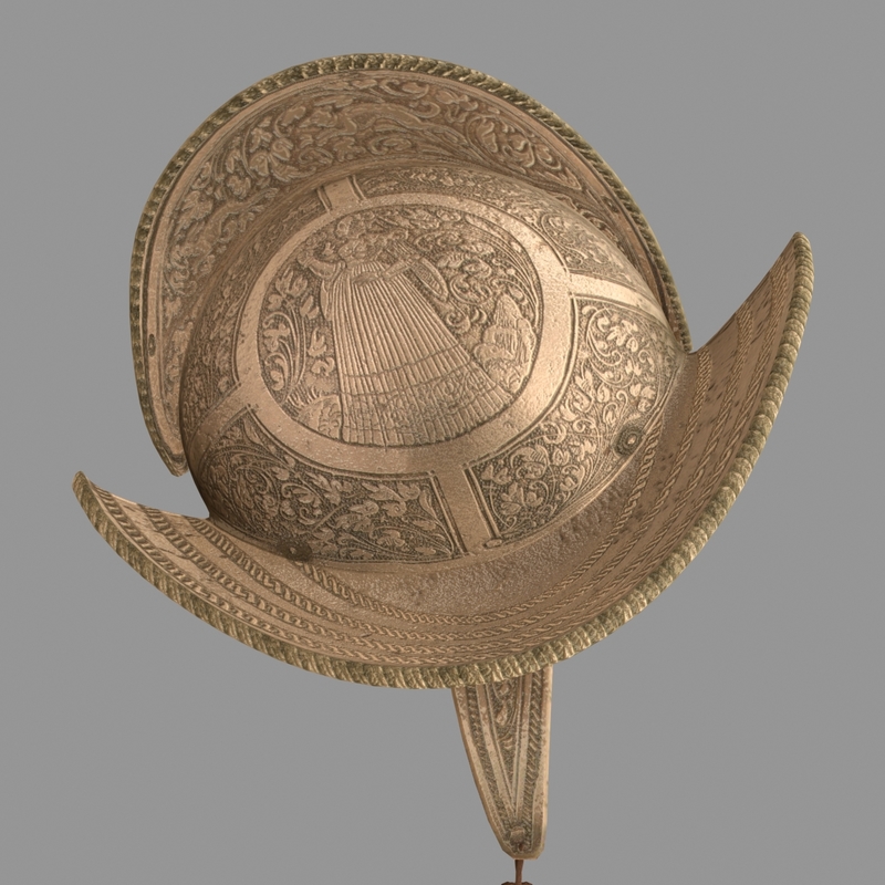 conquistador helmet comb morion 3d model