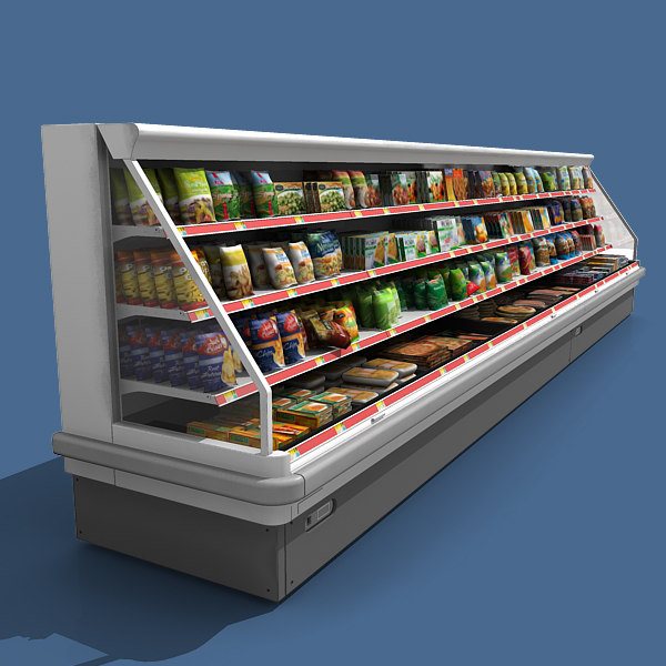 supermarket filled refrigerator 3d model