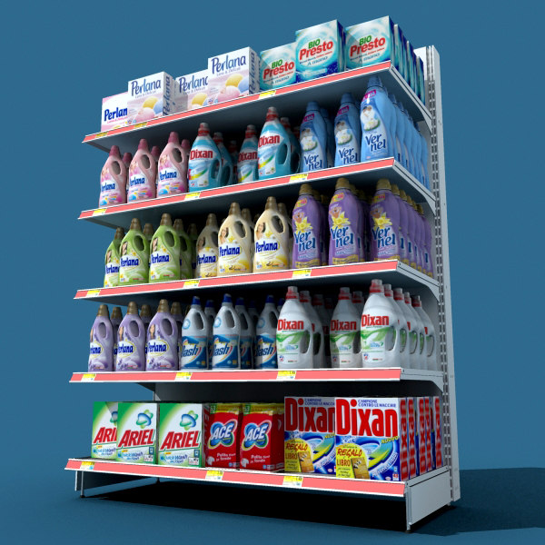 3d model detergents shelf