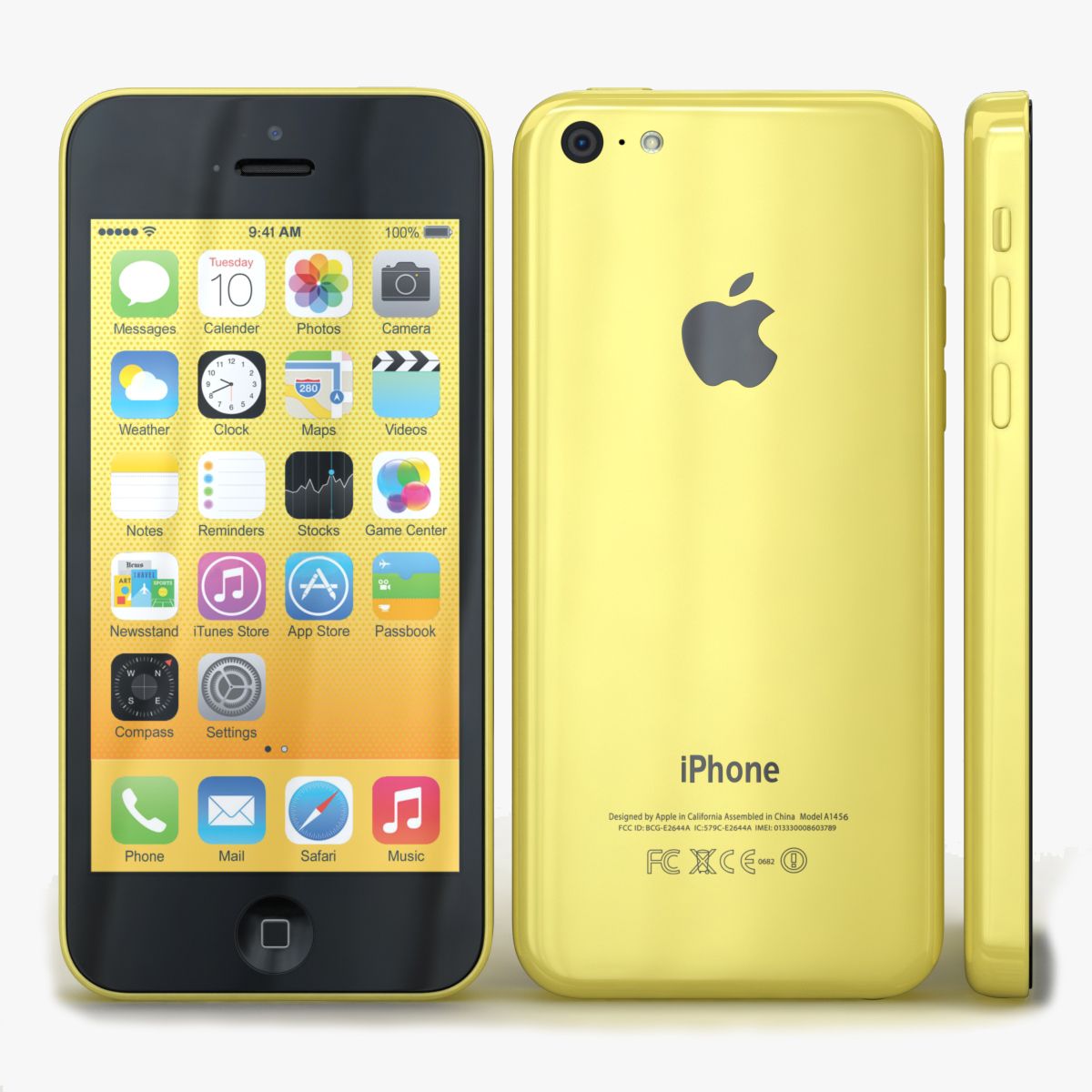 3d apple iphone 5c yellow