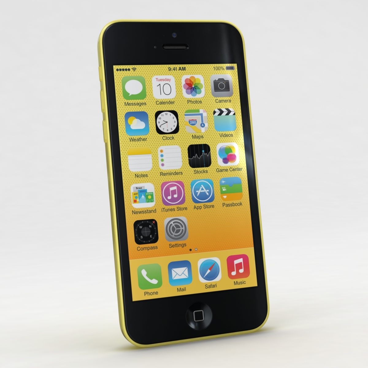 3d apple iphone 5c yellow