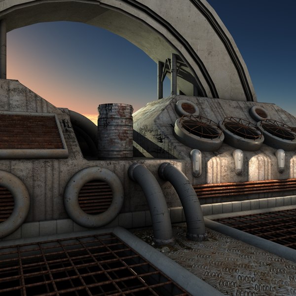 futuristic bridge environment scene 3d model