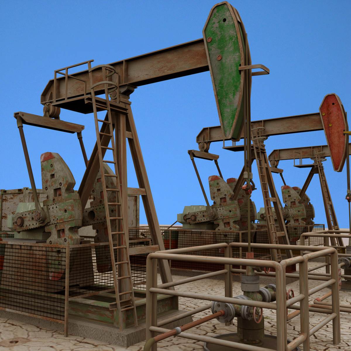3d oil pumpjacks model
