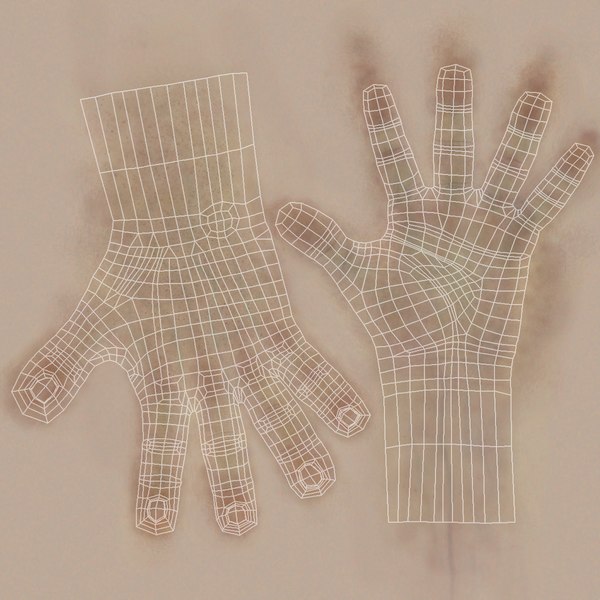 realistic female hand 3d max