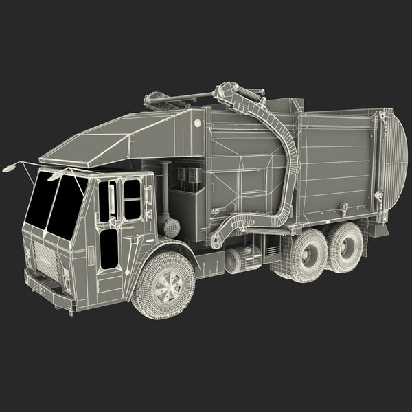 3d model realistic garbage truck 2