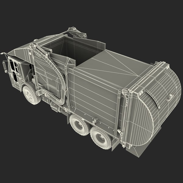 3d model realistic garbage truck 2