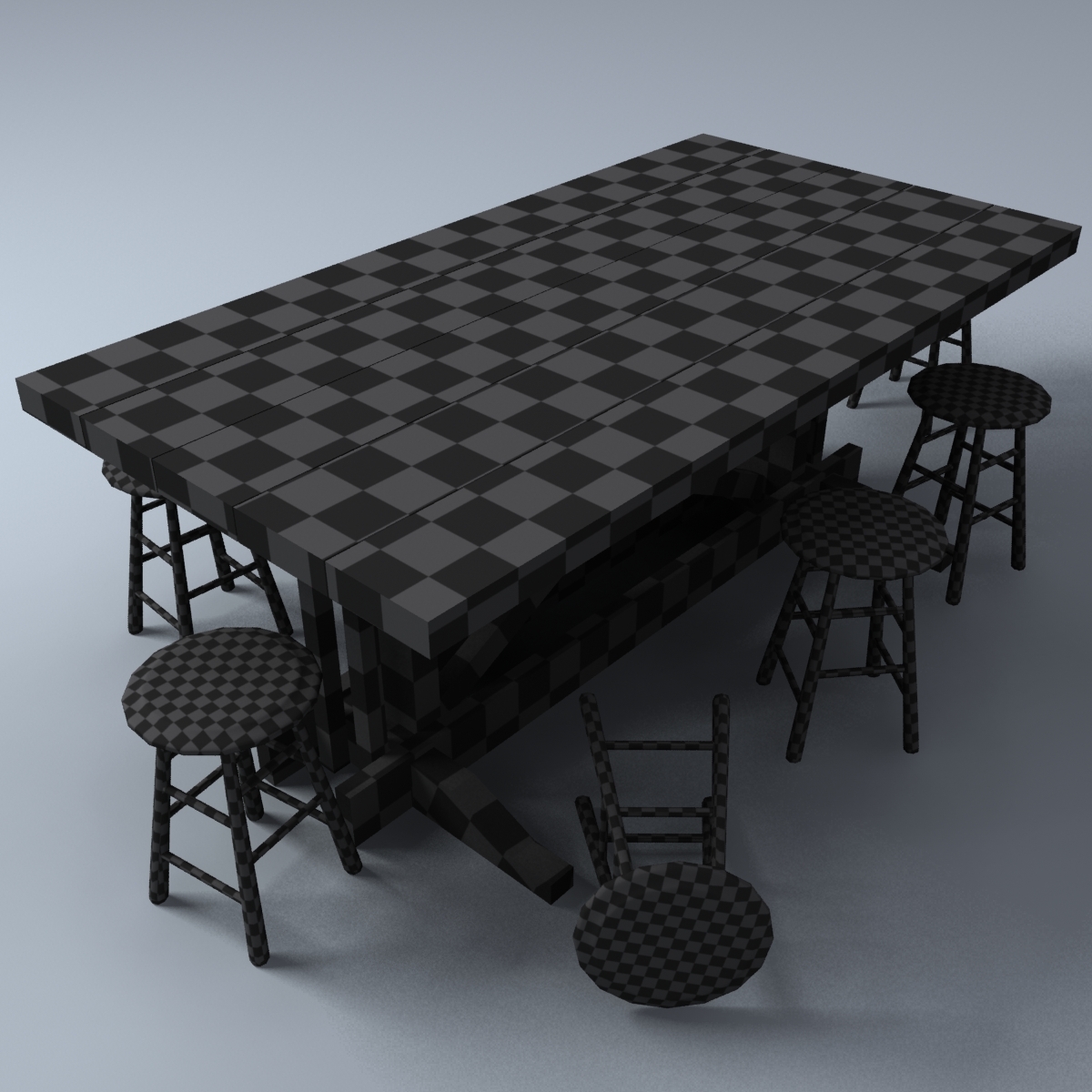 wooden table medieval tavern 3d model