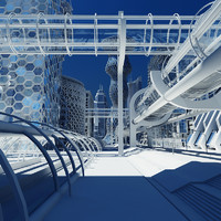 futuristic buildings 3d model