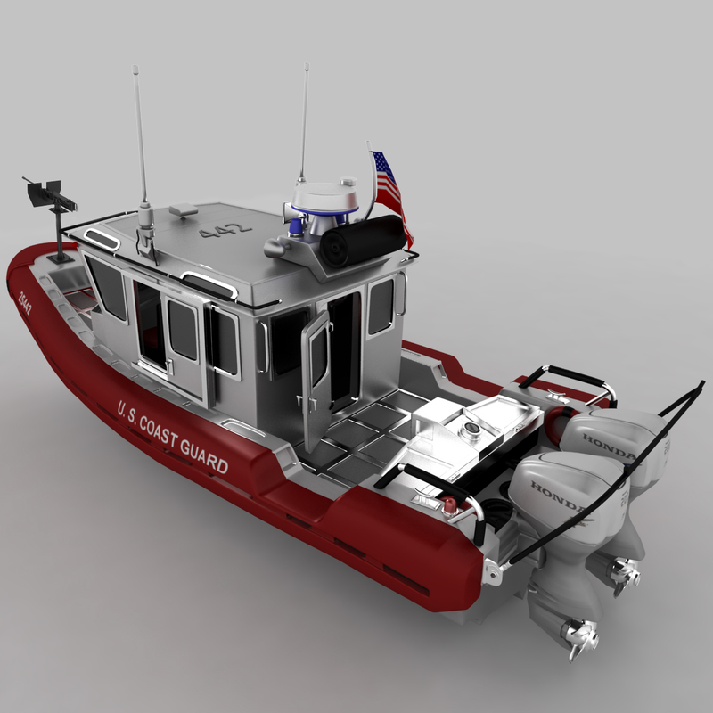 3d model coast guard watercraft boat