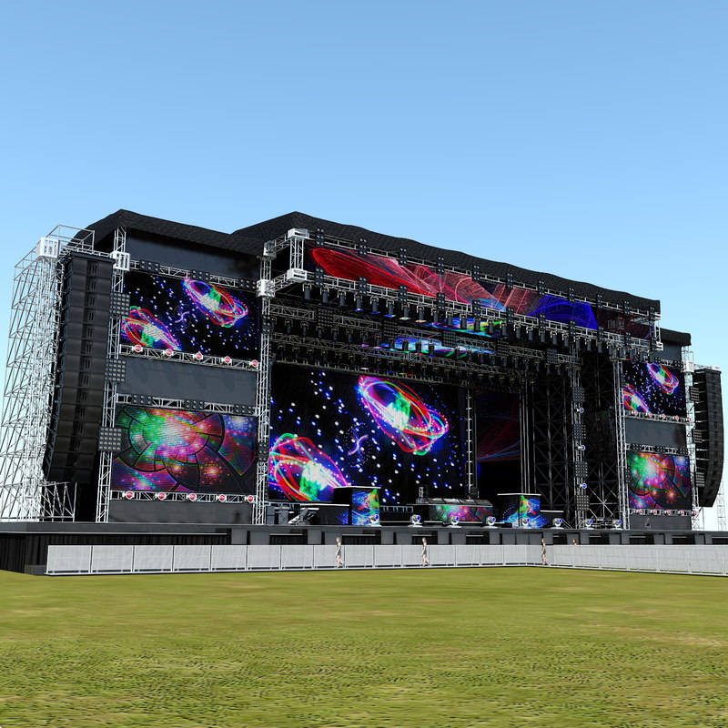 3d model mega dj stage set