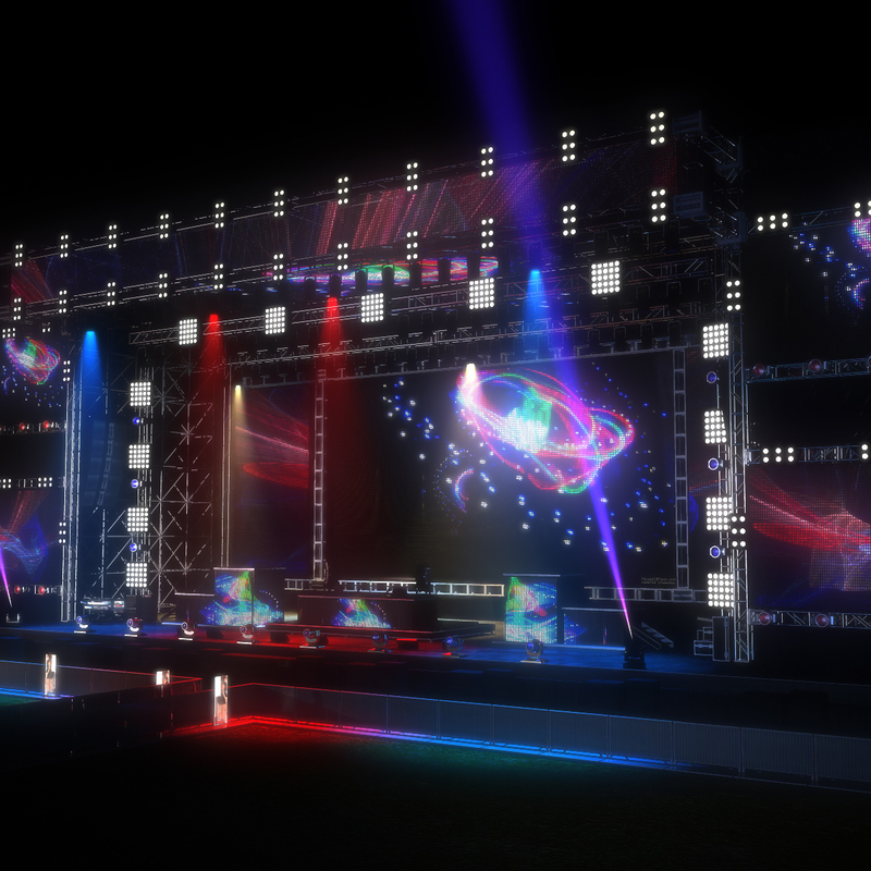 3d model mega dj stage set