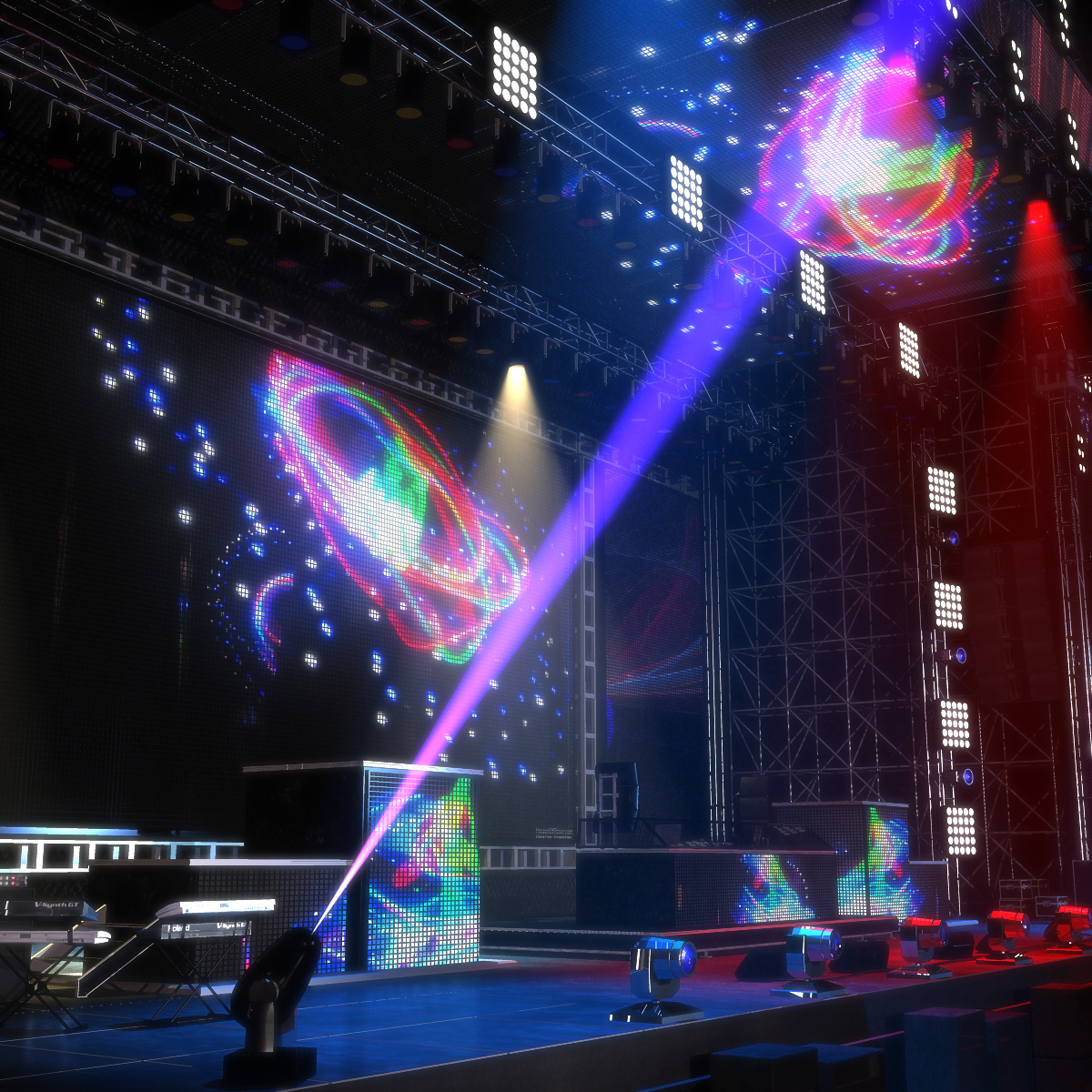 3d model mega dj stage set
