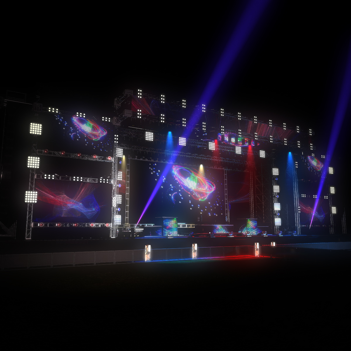 3d model mega dj stage set