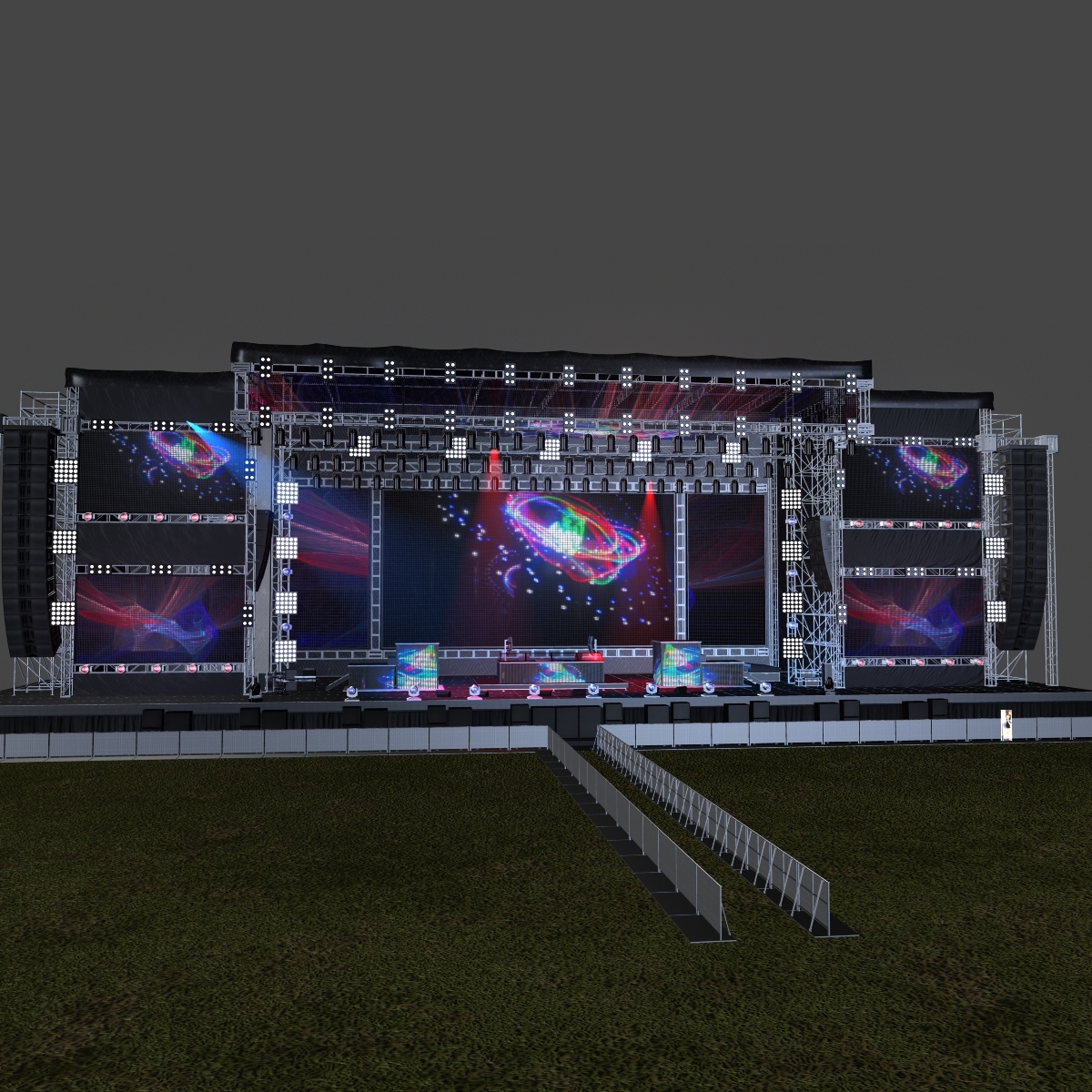 3d model mega dj stage set