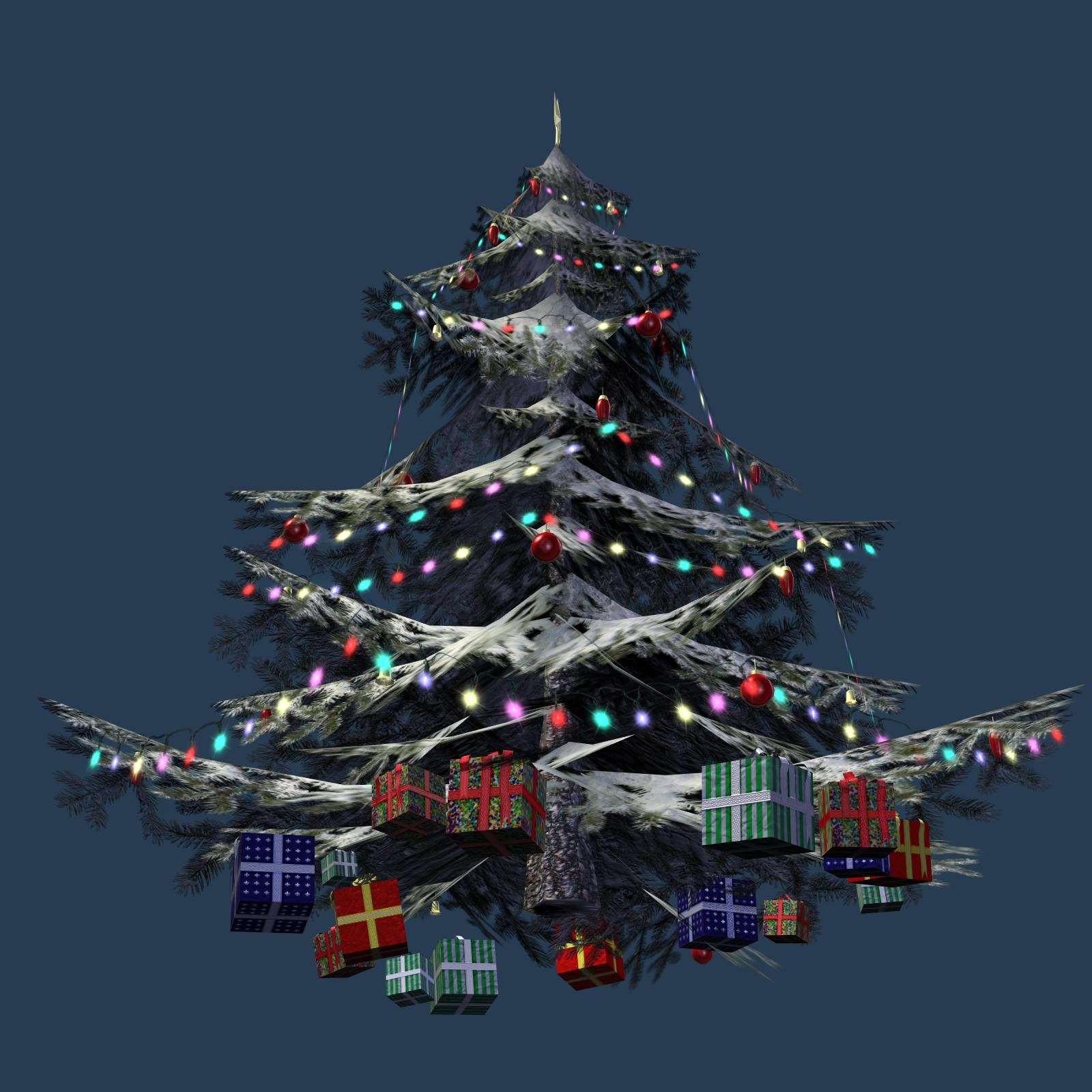 3d obj christmas tree presents