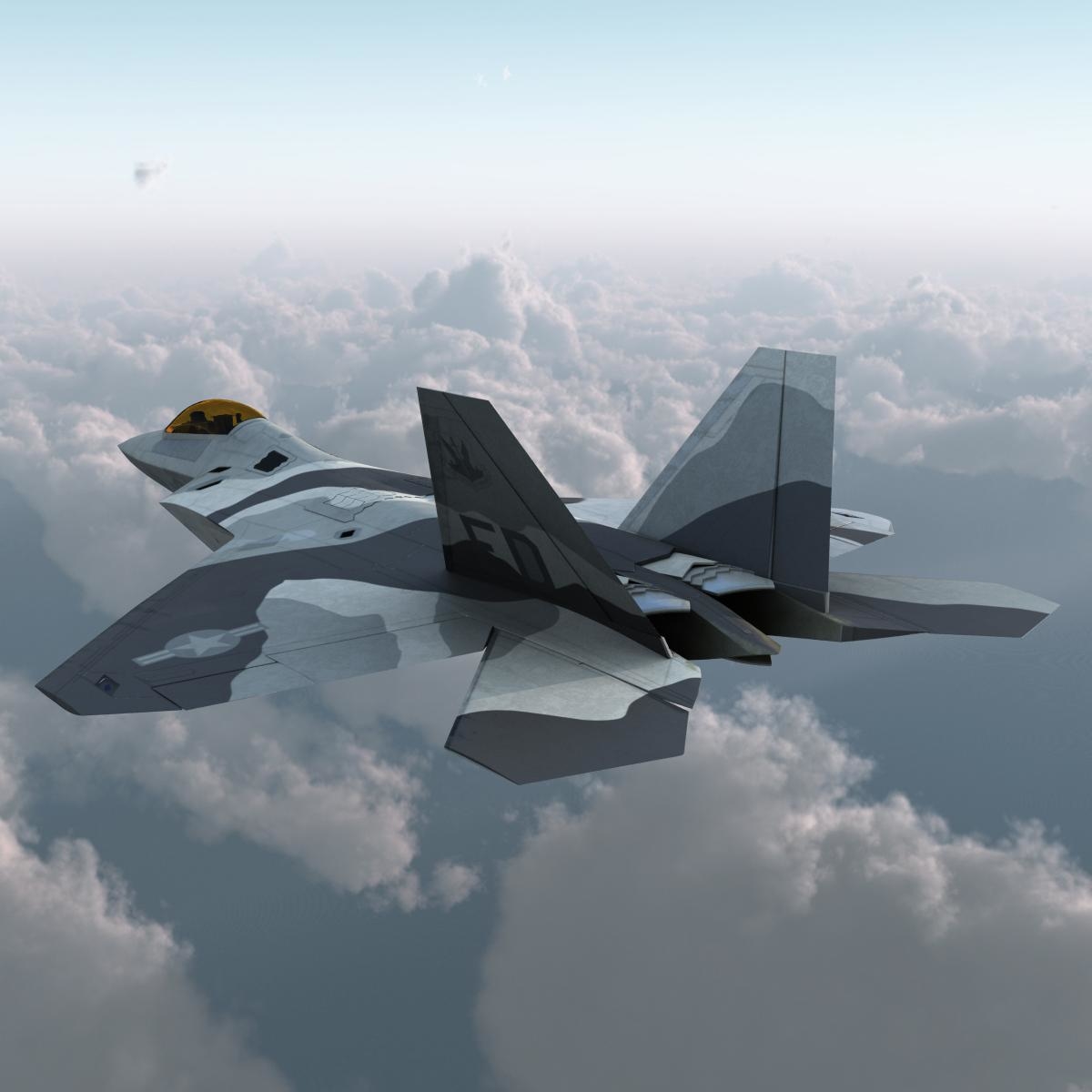 3d f-22 raptor 3 rigged model