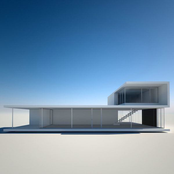 realistic modern house 1 3d model