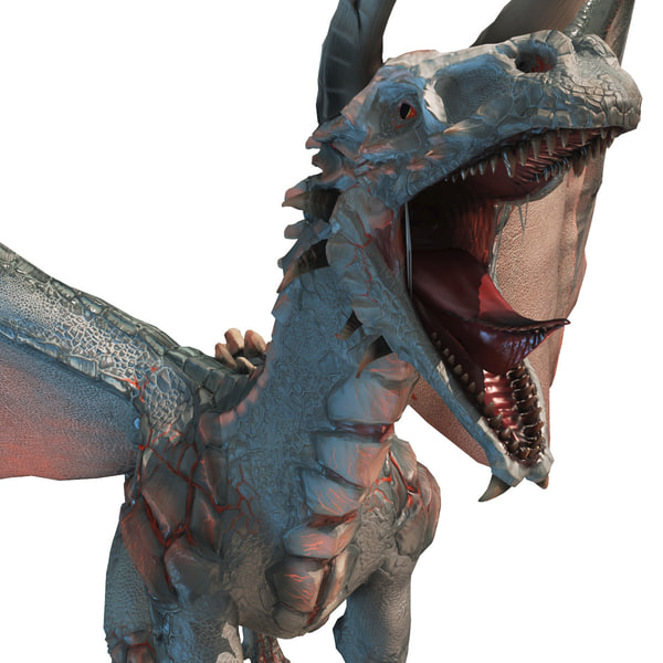 realistic volcano dragon pose 3d c4d
