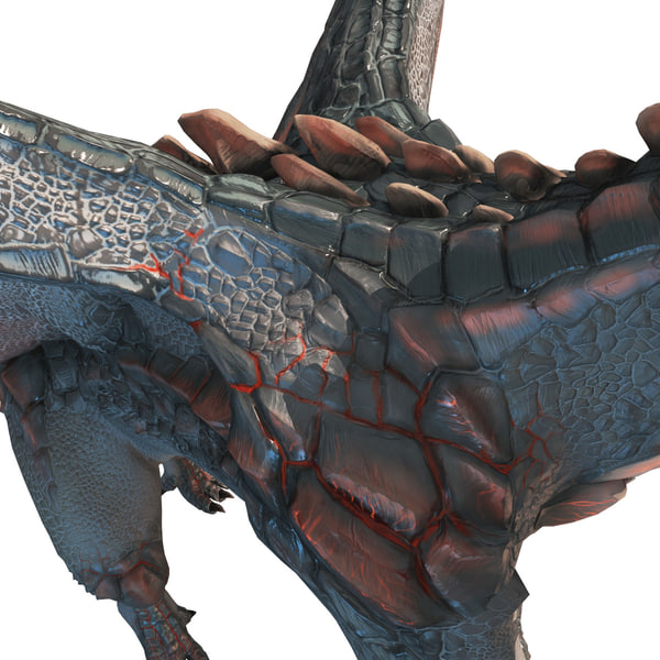 realistic volcano dragon pose 3d c4d