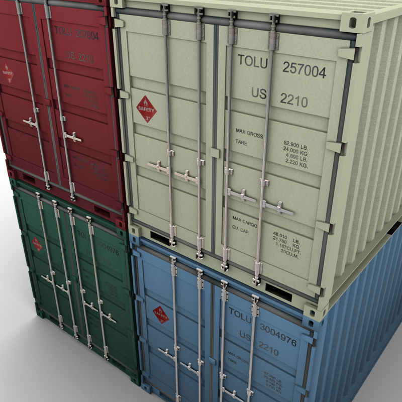 4 containers 3d model