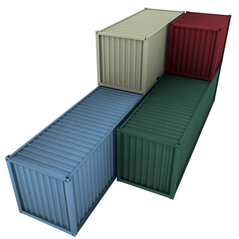 4 containers 3d model