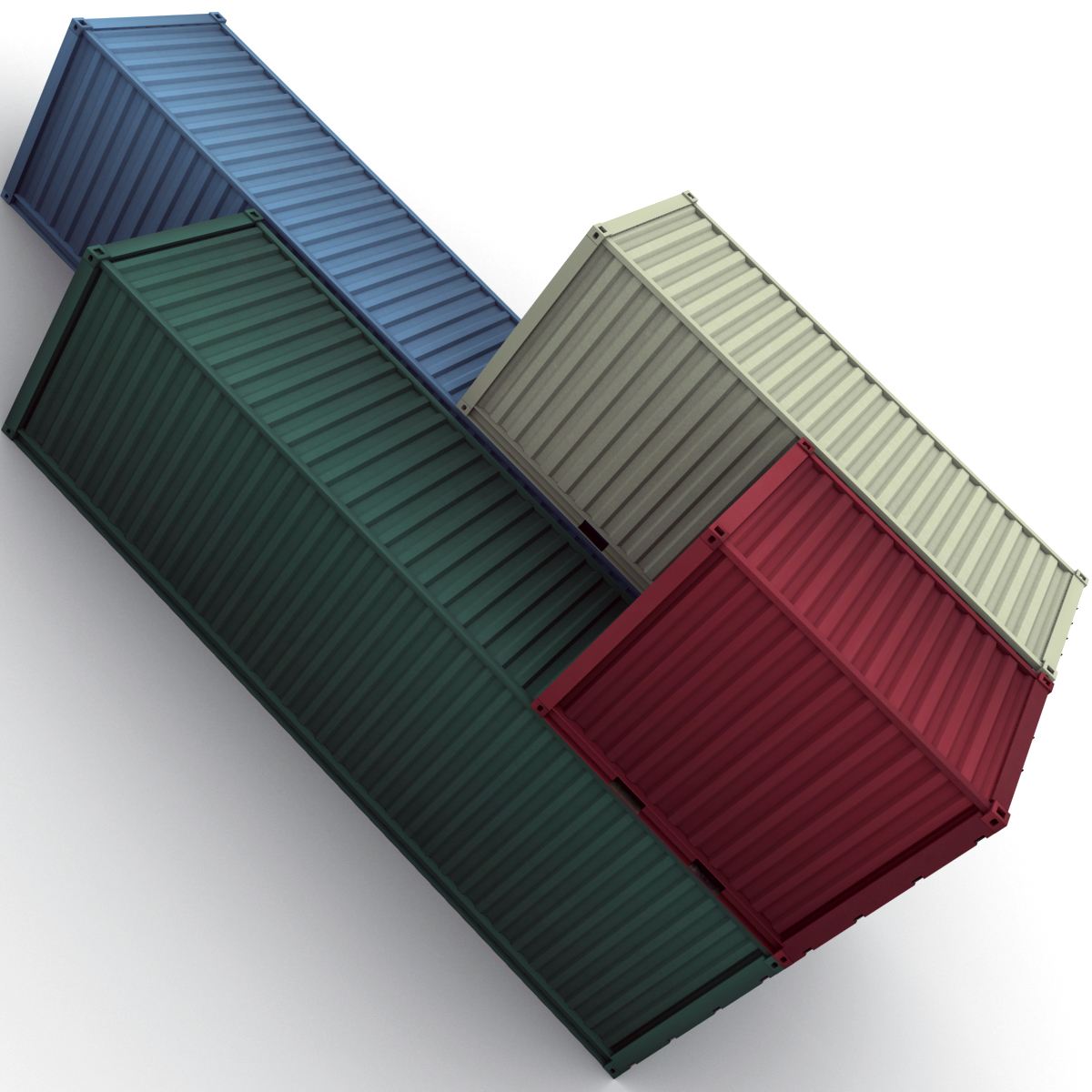 4 containers 3d model