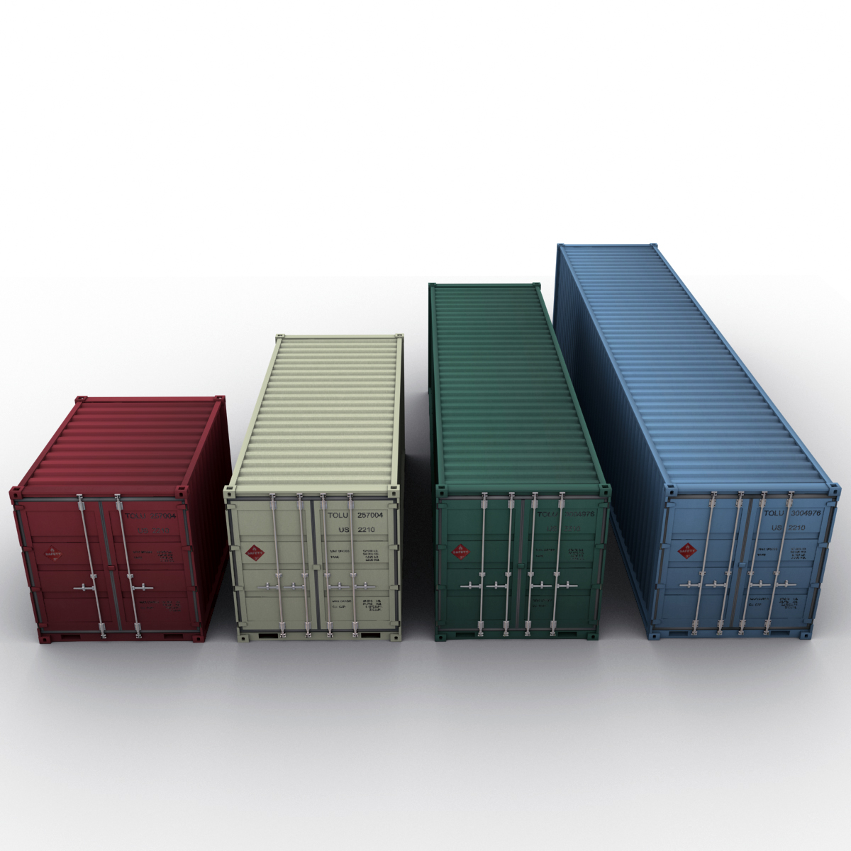 4 containers 3d model