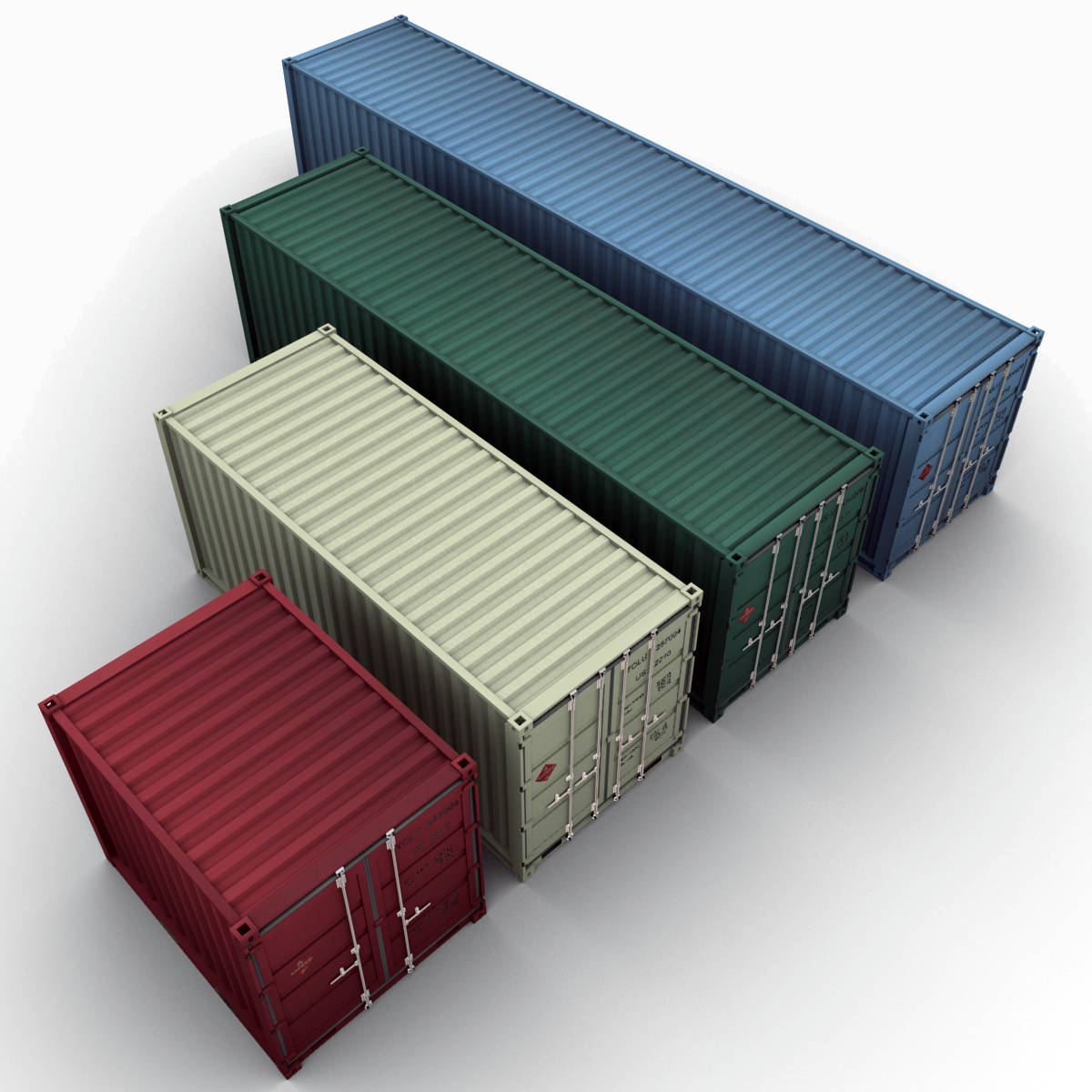 4 containers 3d model