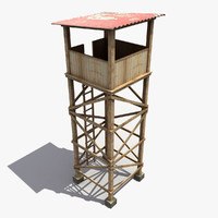 obj futuristic military defense tower building