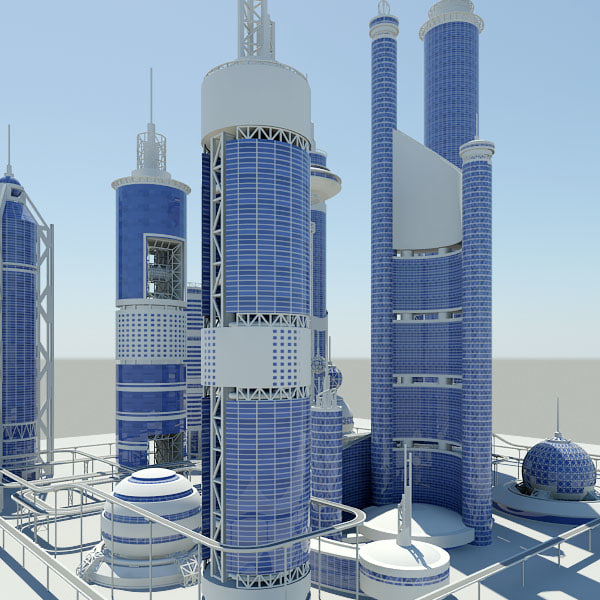 3d futuristic buildings model