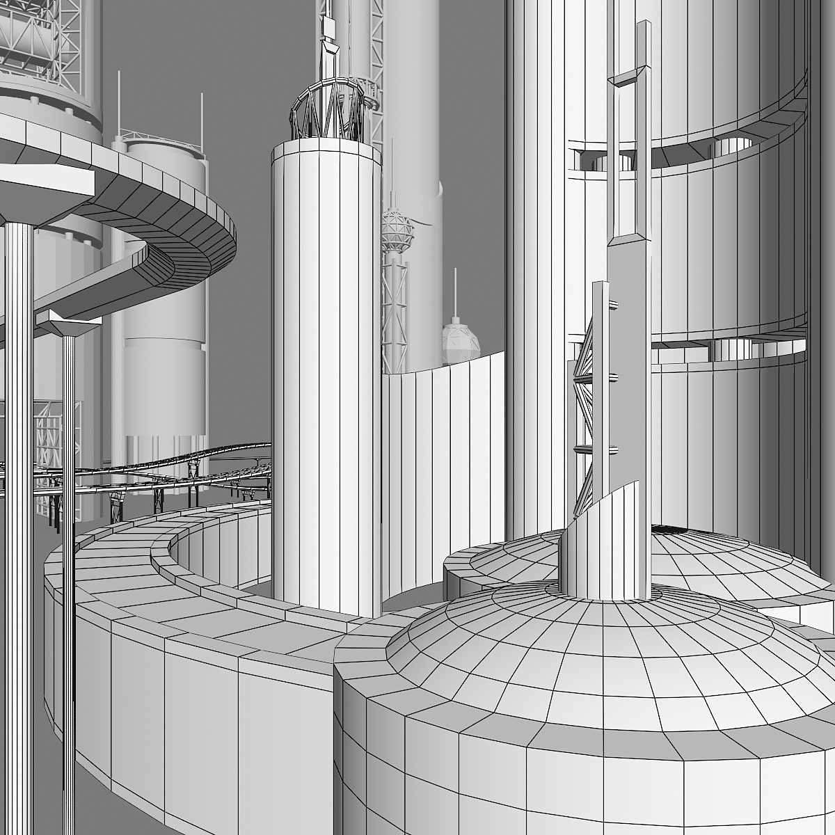 3d futuristic buildings model