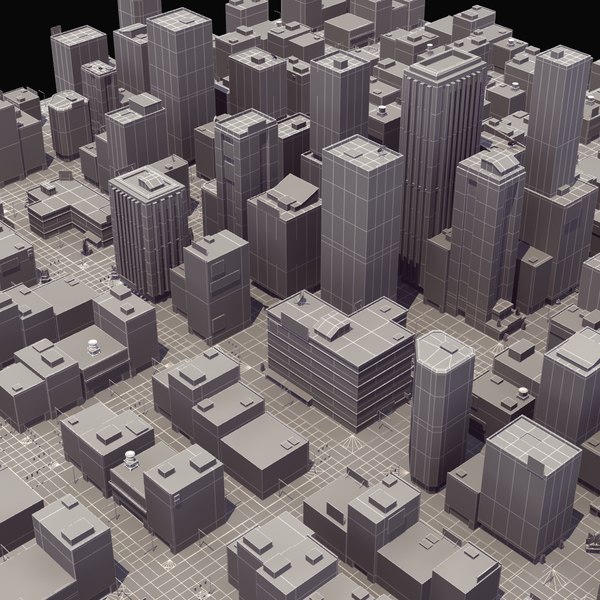 3d model urban city scene trees