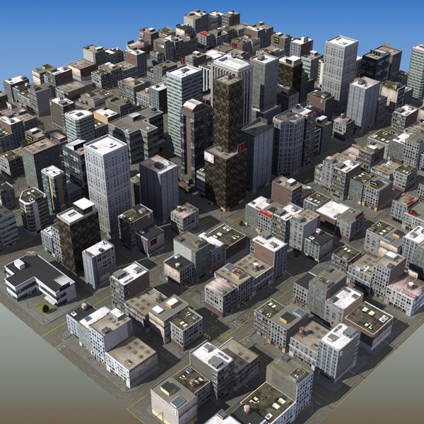 3d model urban city scene trees