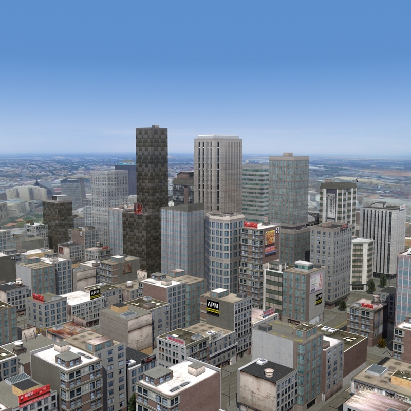 3d model urban city scene trees