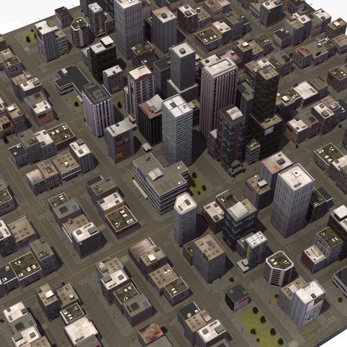 3d model urban city scene trees