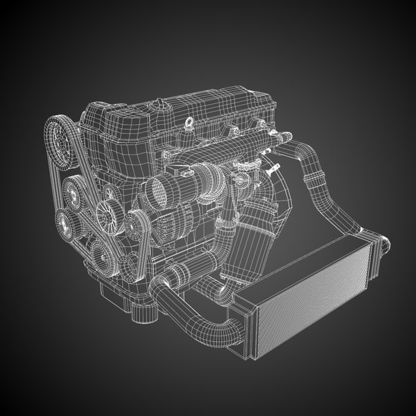 3d model generic 4 cylinder car engine