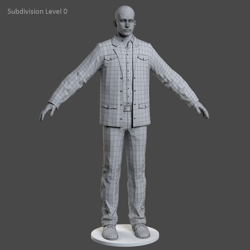 3d male character realistic hair model