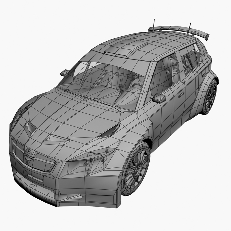 3ds max skoda fabia s2000 wrc car