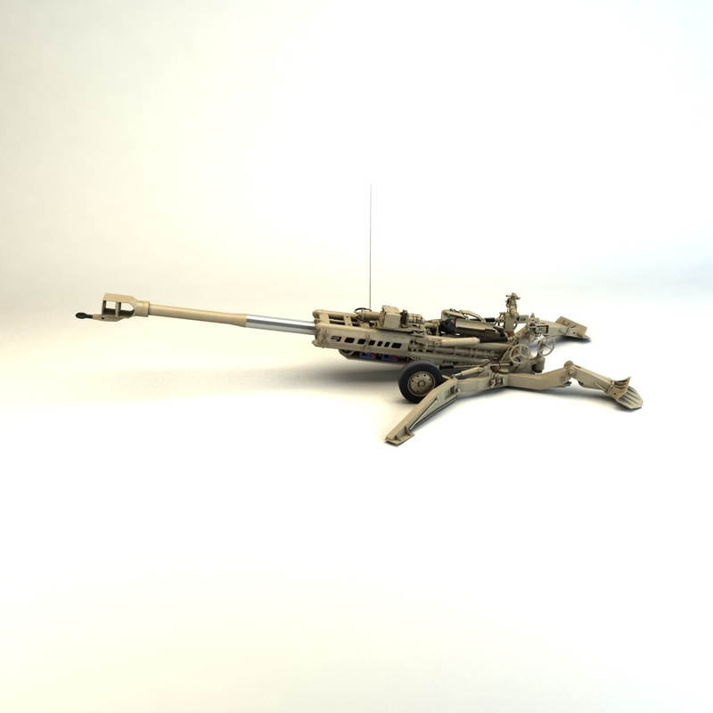 3d model m777 howitzer