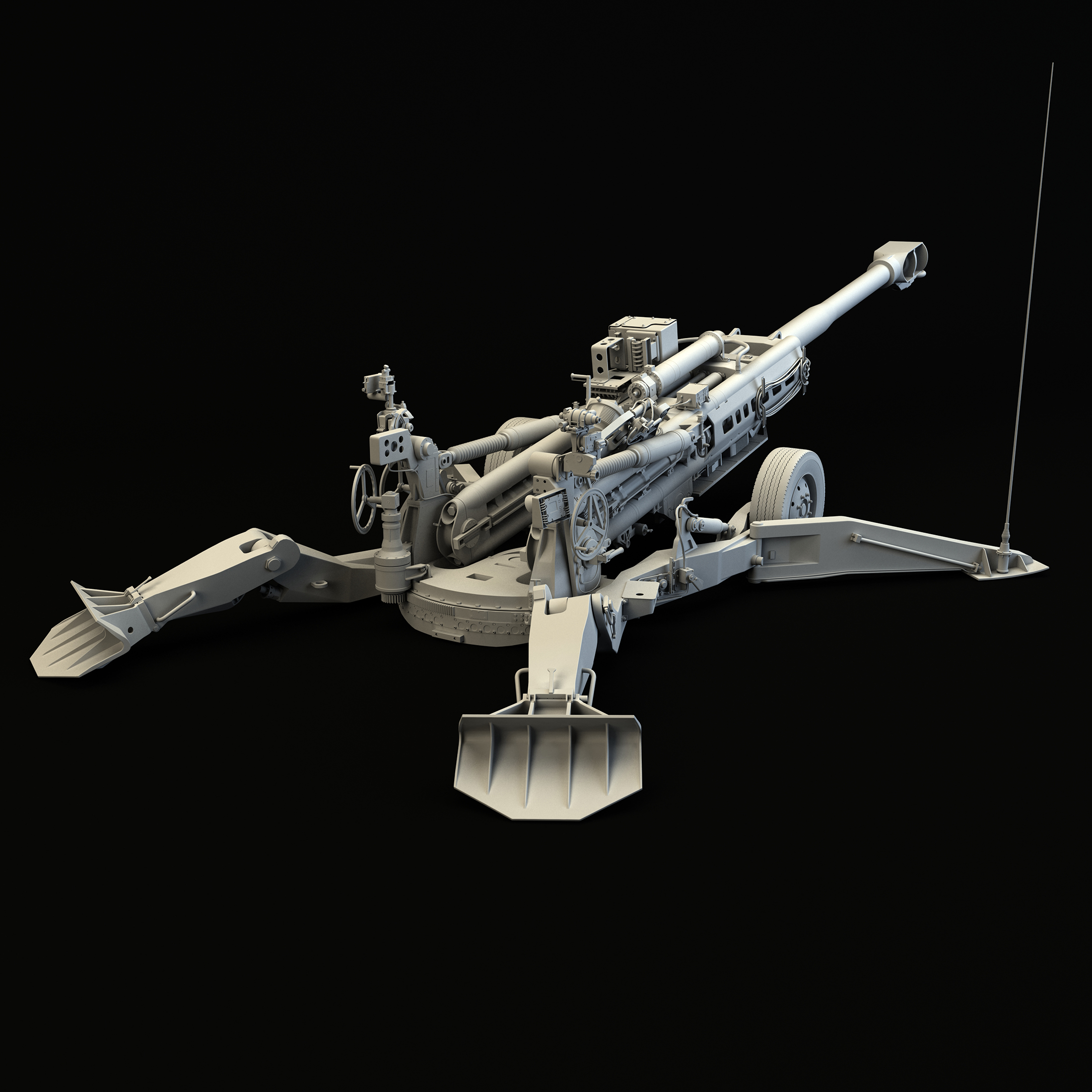 3d model m777 howitzer