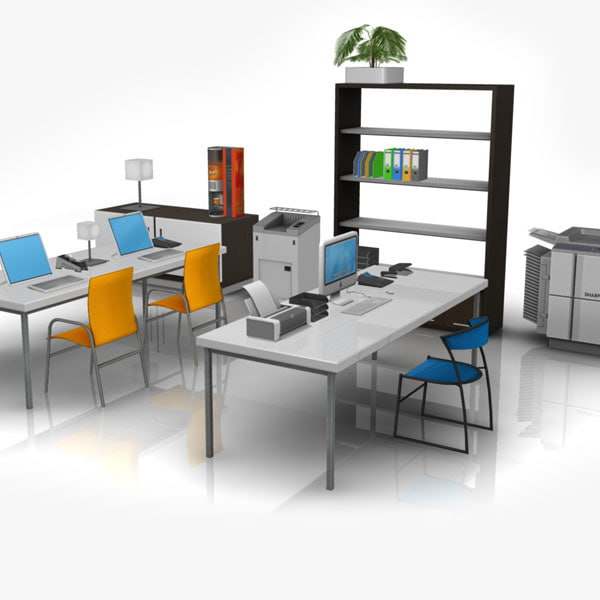 3d model modern office set 04
