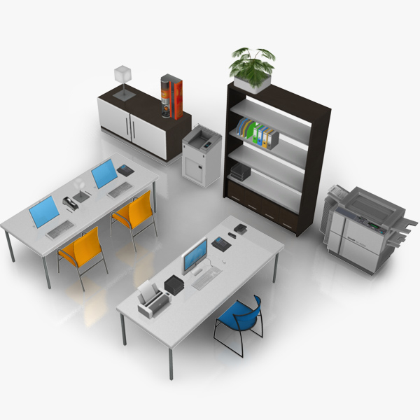 3d model modern office set 04