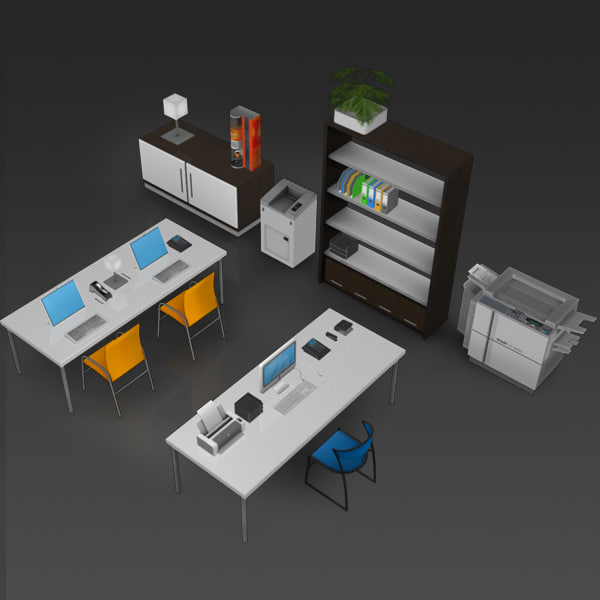 3d model modern office set 04