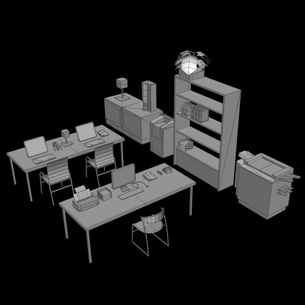 3d model modern office set 04