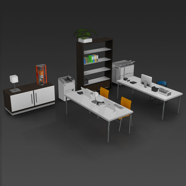 3d model modern office set 04