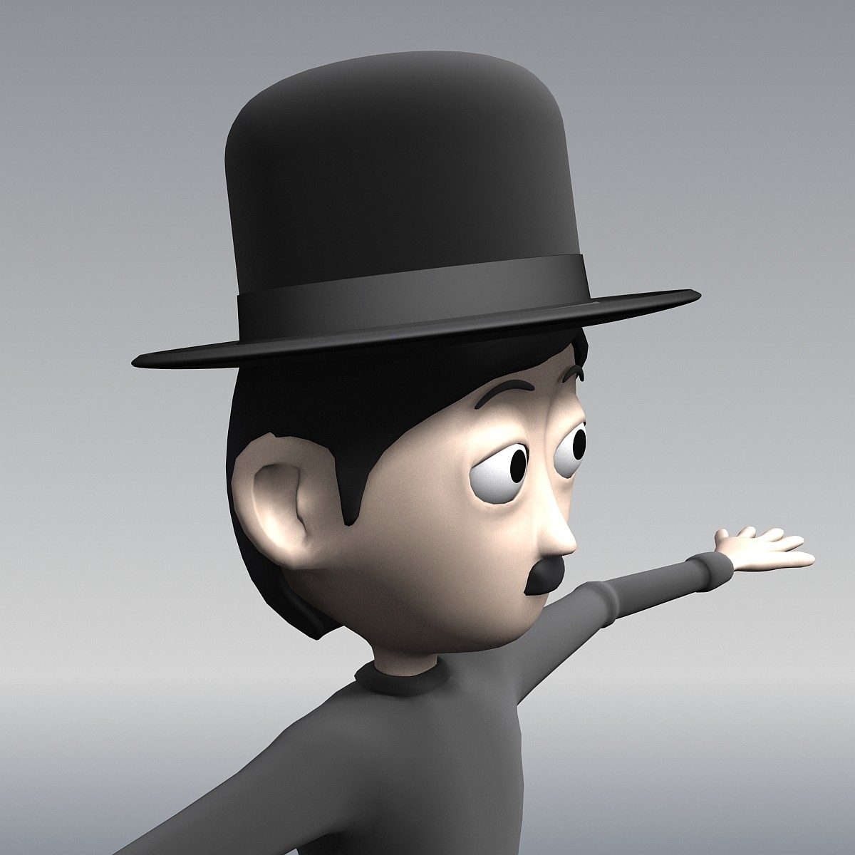 cartoon character charlie chaplin 3d max