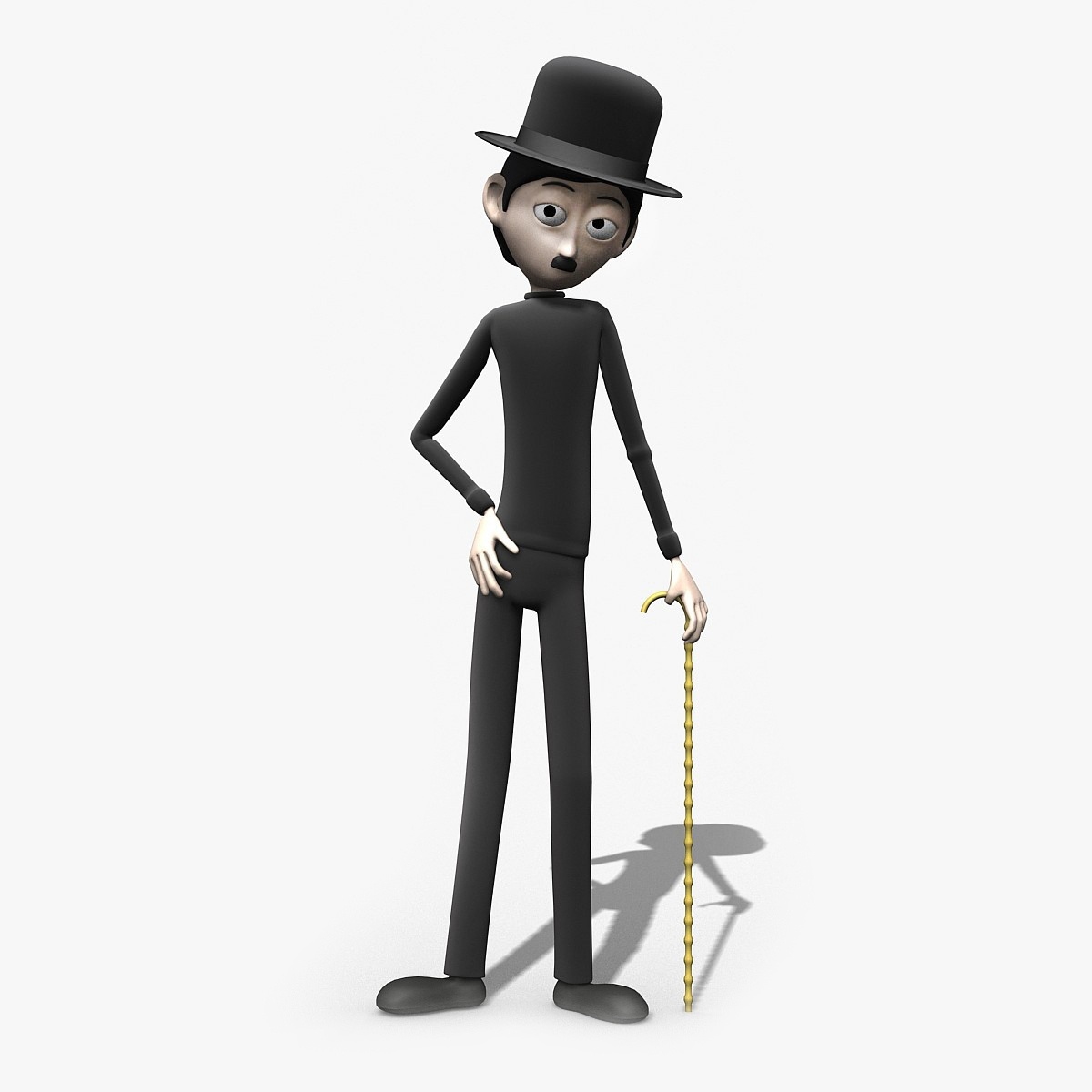 cartoon character charlie chaplin 3d model